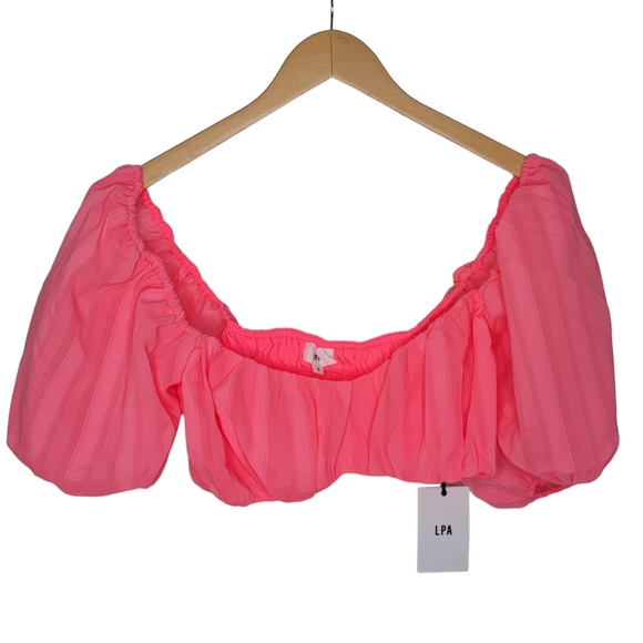 LPA | Tops | Nwt Lpa Caspian Neon Pink Crop Top Barbie Festival Small ...